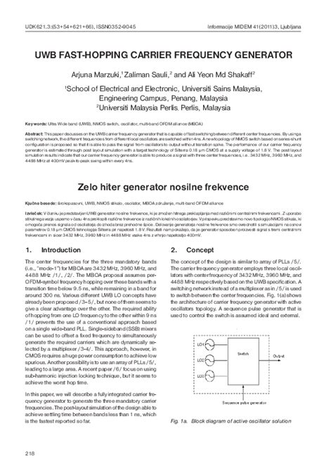 pdf uwb fast hopping carrier frequency generator