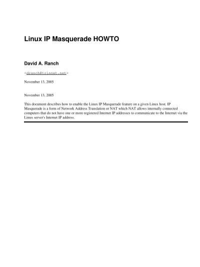 Linux Ip Masquerade Howto The Linux Documentation Project