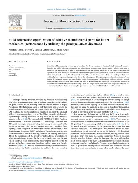 pdf build orientation optimization of additive manufactured parts for