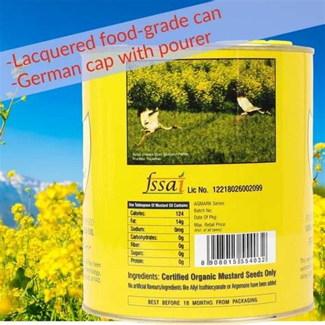Lowers Cholesterol Organic Mustard Oil Tin 2 Ltr Packaging Type