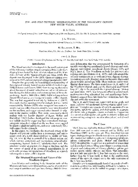 Pdf Syn And Post Tectonic Mineralization In The Woodlawn Deposit