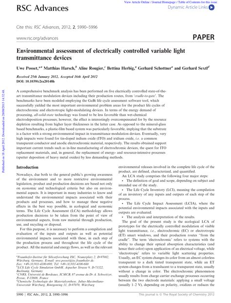 Pdf Environmental Assessment Of Electrically Controlled Variable