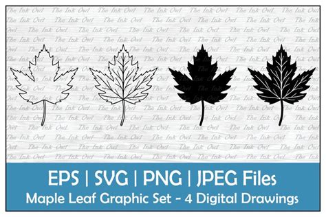 Maple Leaf Outline And Silhouette Clipart Set
