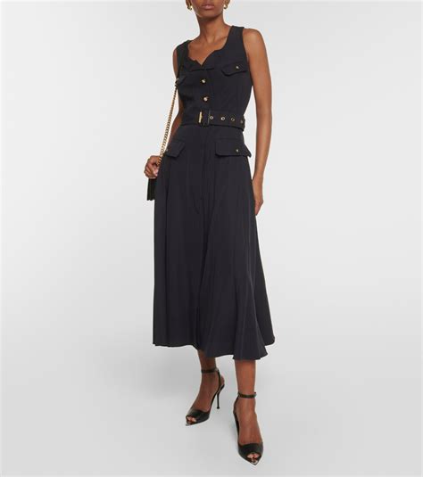 Alexander McQueen Belted Wool And Cotton Midi Dress Alexander McQueen