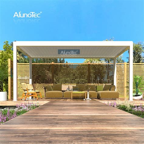 AlunoTec Jardín al aire libre Gazebo motorizado Pergolas Louvre moderno