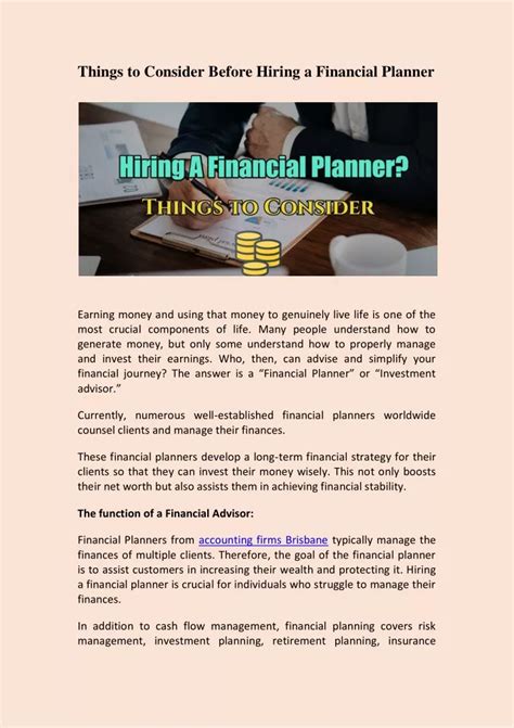Ppt Things To Consider Before Hiring A Financial Planner Powerpoint