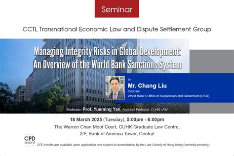 Cctl Transnational Economic Law And Dispute Settlement Group Seminar ‘managing Integrity Risks