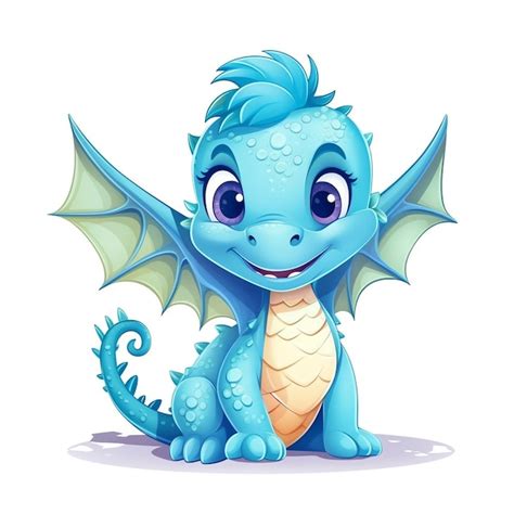 Cute Funny Dragon In Cartoon Style Dragon Fullbody Premium Ai