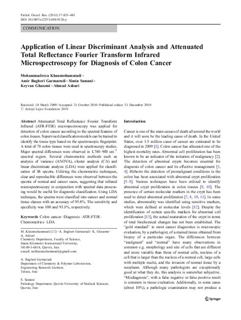 pdf application of linear discriminant analysis and attenuated total