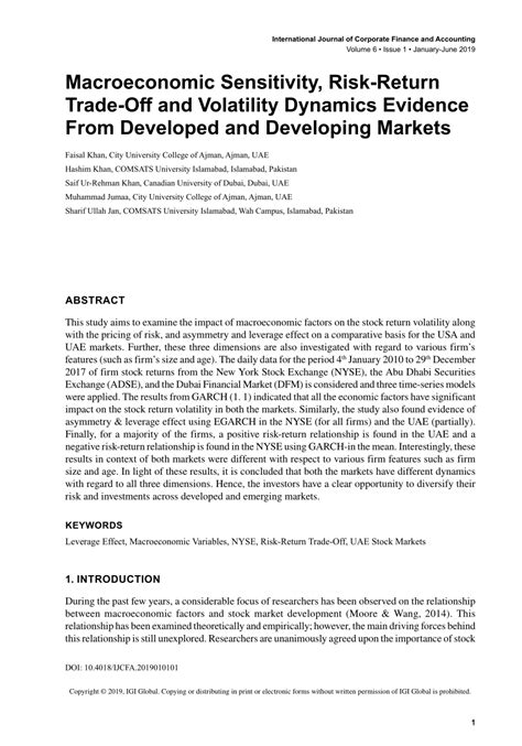 Pdf Macroeconomic Sensitivity Risk Return Trade Off And Volatility