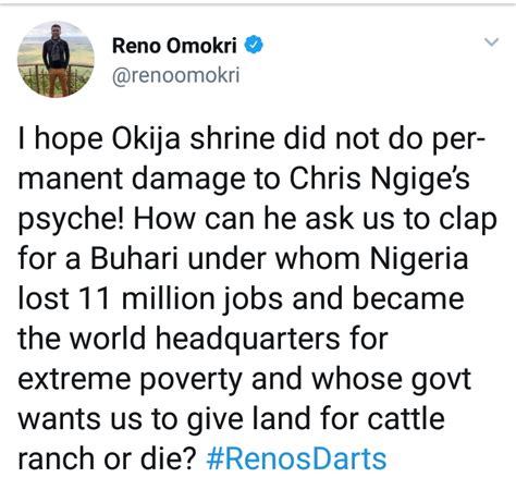 Reno Omokri Reacts To Ngige Report Asking Nigerians Should Clap For