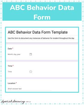 ABC Behavior Data Collection Google Form By SpecialLearningWithLiz