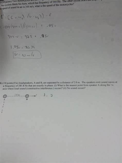 Solved Two Loudspeakers A And B Are Separated By A Chegg