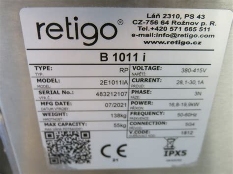Retigo Blue Vision Electric 10 Grid Combination Oven Model 2e1011ia S