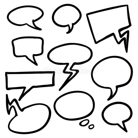 Set Of Outline Speech Bubbles Icons Minimalist Thin Linear Web Icon Set Stock Vector