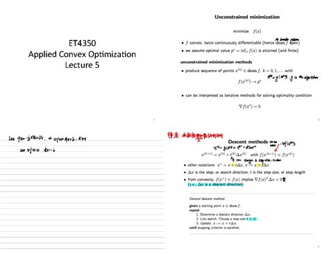 Unconstrained Algorithm Et Applied Convex Op4miza4on Lecture 5 1 2 4 Smaller Than I Jf U For