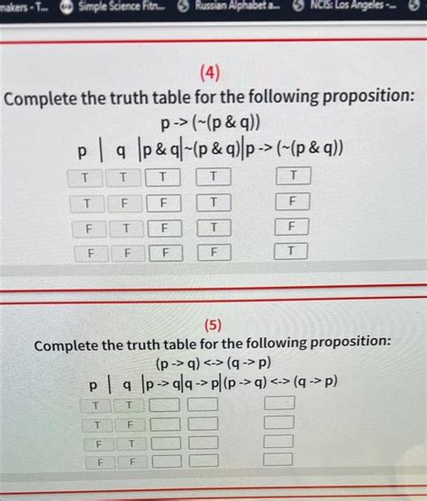 [solved] Complete The Truth Table For The Following Propos