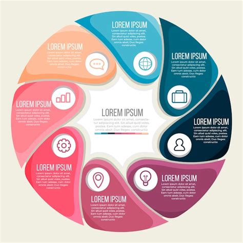 평면 원형 다이어그램 Infographic 템플릿 무료 벡터