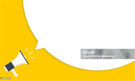 말풍선이 있는 확성기 또는 확성기 주의를 기울이거나 발표하거나 개념을 외칩니다 광고 또는 발표를 위한 메시지 배너 또는 배경을 말합니다 벡터 일러스트 레이 션입니다 기포에