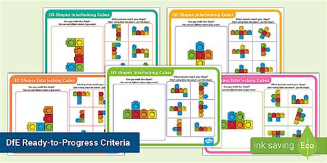 👉 3d Shapes Interlocking Cubes Matching Activity Mats