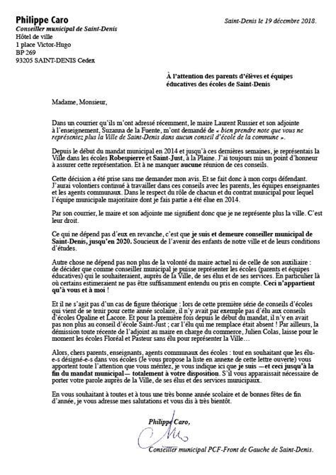 Lettre ouverte aux parents d élèves et équipes éducatives de Saint Denis Philippe Caro