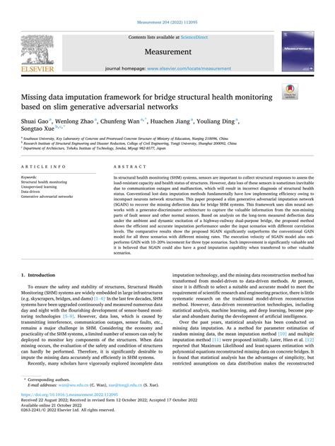 pdf missing data imputation framework for bridge structural health