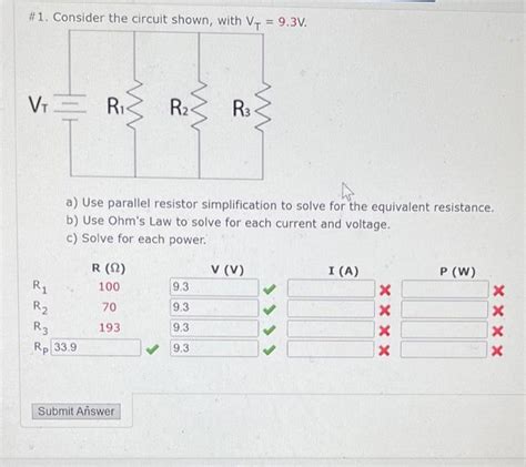Solved 1 Consider The Circuit Shown With VT 9 3 V A Chegg