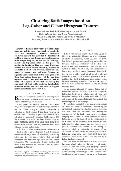Pdf Clustering Batik Images Based On Log Gabor And Colour Histogram