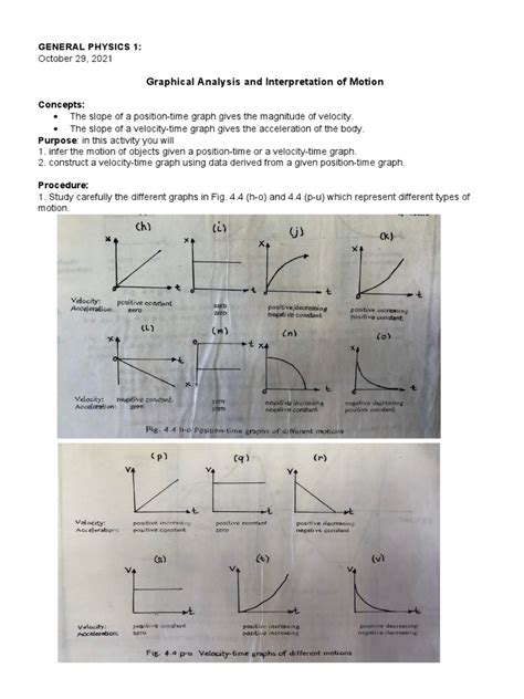Activity Graphical Analysis Of Motion Pdf Velocity Acceleration