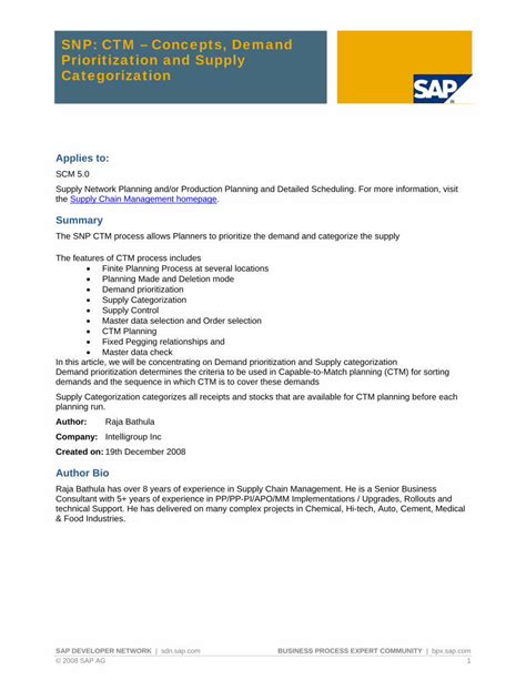 Pdf Ctm Concepts Demand Prioritization And Supply Categorization