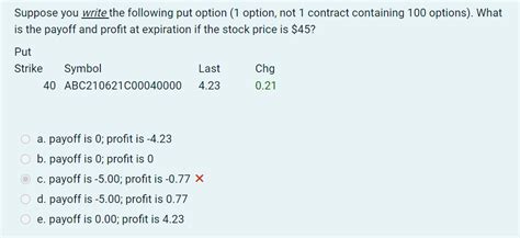Solved Suppose You Write The Following Put Option 1 Chegg