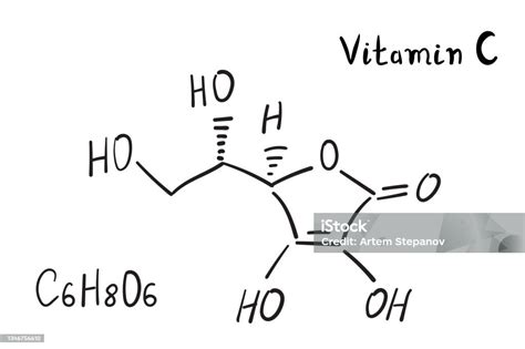 Molécule De Chimie De Lacide Ascorbique Formule Dessinée À La Main Imitation Vecteurs Libres De