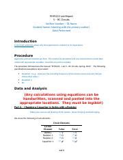 Understanding RC Circuits Lab Report And Analysis For Physics Course Hero