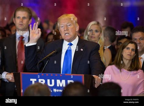 New York City Usa 26th April 2016 Donald Trump Gives Victory Speech