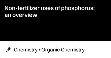 Utilisations Du Phosphore Sans Engrais Un Aperçu