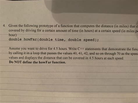 solved 4 given the following prototype of a function that