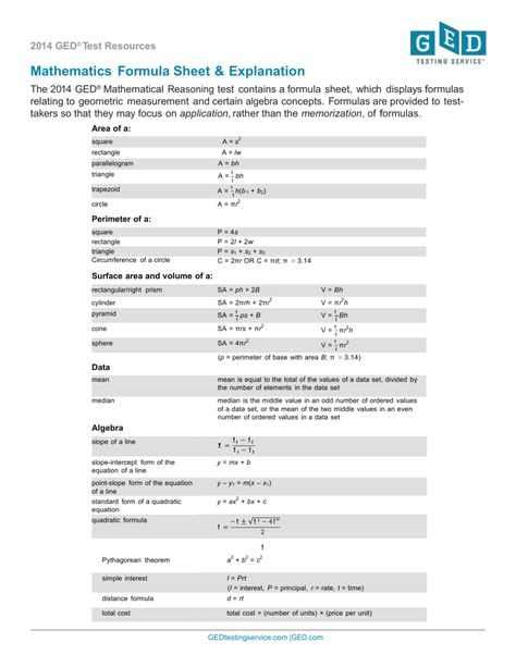 Ged Math Practice Test With Answers And Solutions