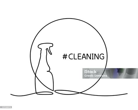 클린 하우스 병에 동그라미 플라스틱 용기 청소 용 제품 세제 1병 연속 한 줄 그리기 아이콘입니다 벡터 가사 집안일에 대한 스톡 벡터 아트 및 기타 이미지 Istock