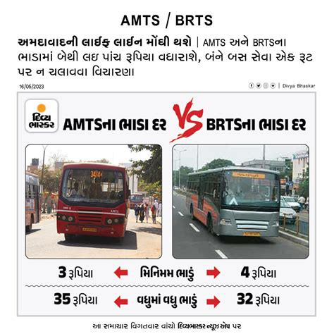 Divya Bhaskar અમદાવાદની લાઈફ લાઈન મોંઘી થશે Amts અને Brtsના ભાડામાં