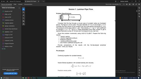 2d Laminar Pipe Flow In Fluent Youtube