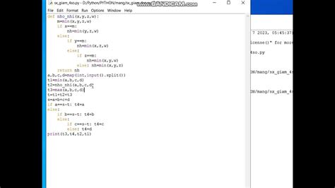 python sắp xếp 4 số nguyên a b c d theo thứ tự giảm dần youtube