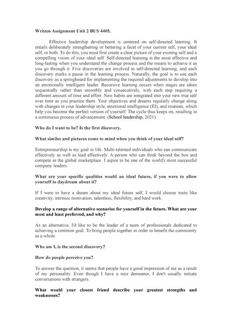 Written Assignment Unit 2 Bus 4405 Written Assignment Unit 2 Bus 4405