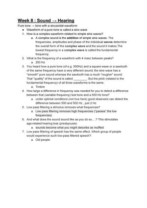 Lecture Auditory Perception I First Lecture Of Sound PSYC USyd Studocu