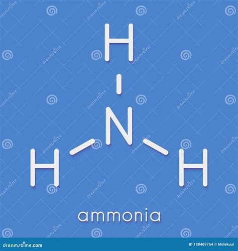 Molécula Ammonia Nh3 Fórmula Esquelética Stock de ilustración