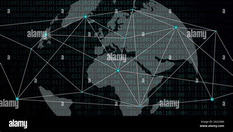 Digital Network World With Binary Code Background Vector Illustration
