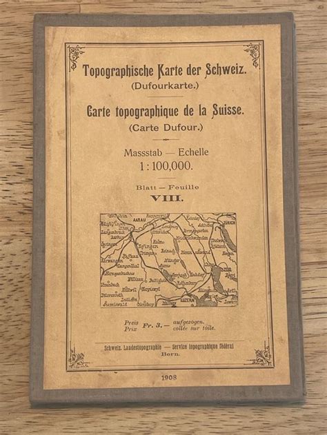 Topographische Karte Der Schweiz Dufourkarte Blatt VIII Gebraucht