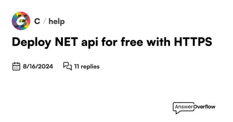 Deploy Net Api For Free With C