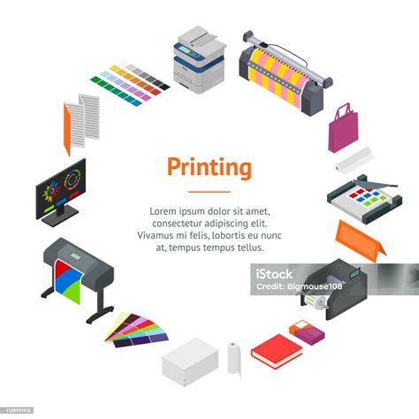 인쇄 표지판 3d 배너 카드 원 등각 보기 벡터 컴퓨터 프린터에 대한 스톡 벡터 아트 및 기타 이미지 컴퓨터 프린터 3차원