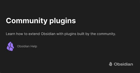 Community Plugins Obsidian Help