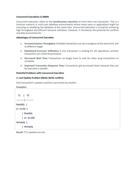 Concurrent Executions In Dbms Pdf Database Transaction Databases
